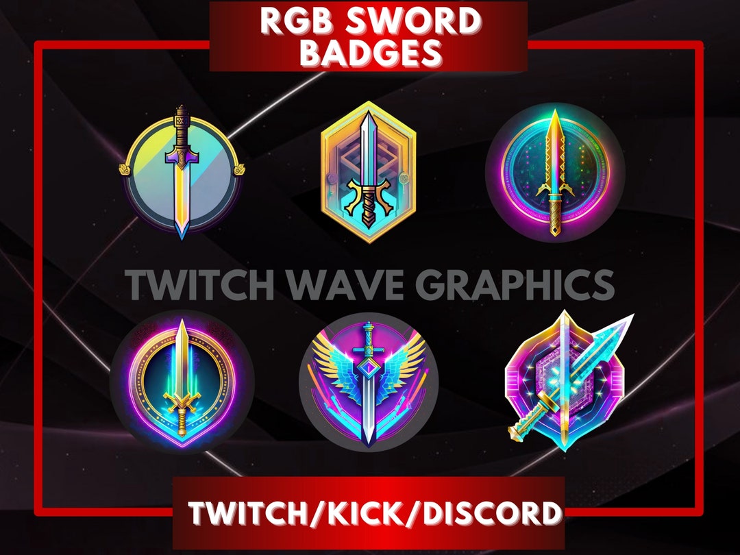 RGB Swords Warrior Twitch Sub Badges 6-bit Weapon Badges Ready-made ...