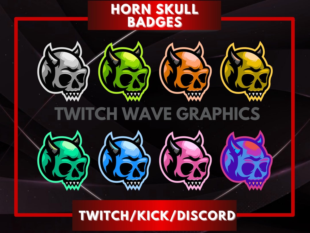 Twitch Skull With Horn Sub Badges / Cheer Bit Badges / Streamer ...