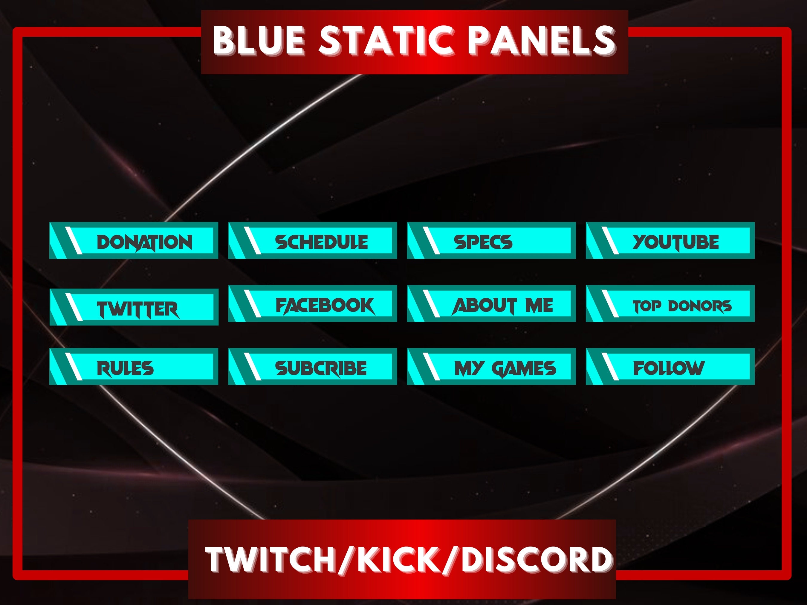 Static Twitch Stream Overlay Package – Twitch Panels – Twitch Screens ...