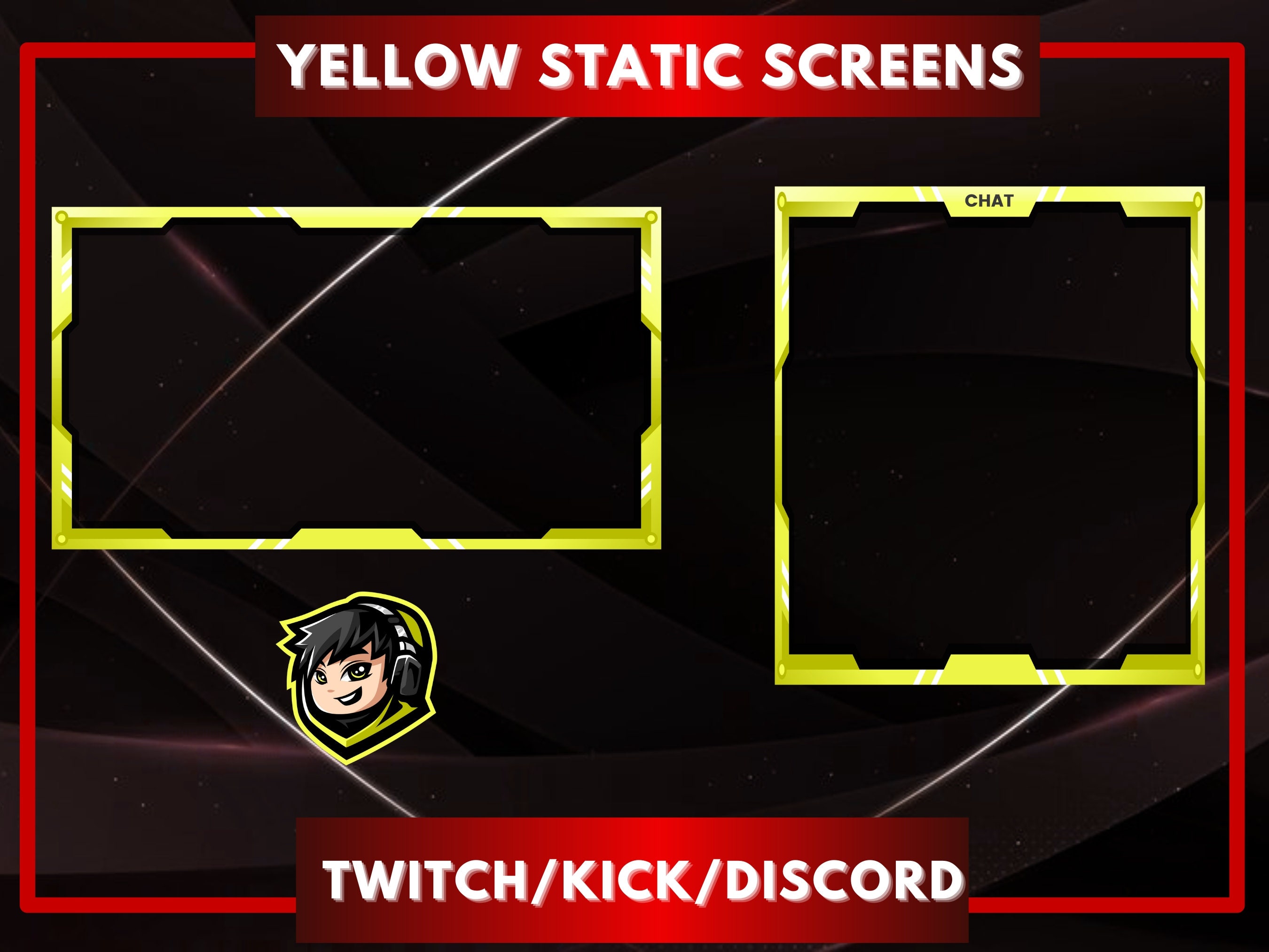 Static Stream Overlay Package With Mascot Logo, Chatting Screen, Webcam ...