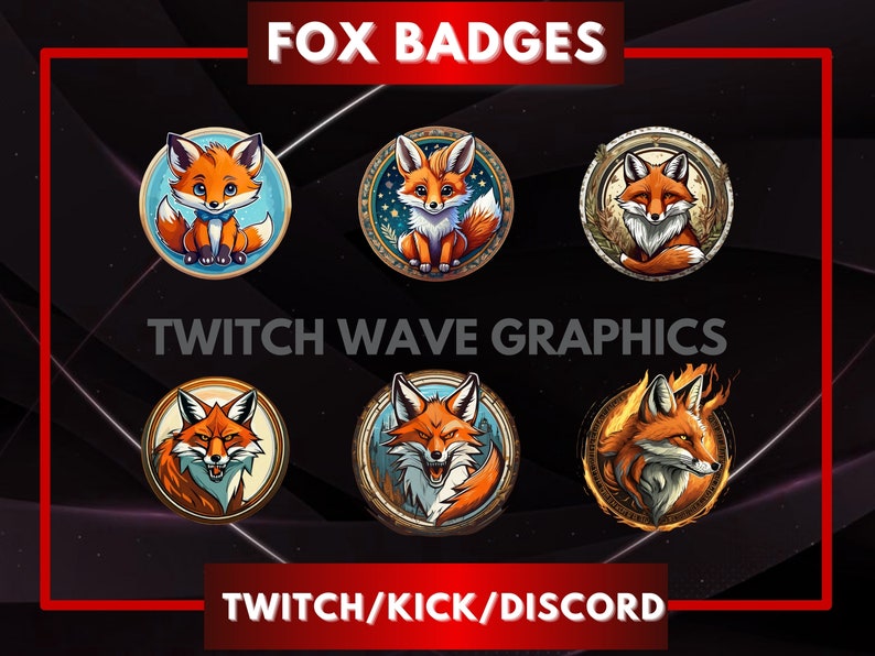 Fox | Twitch Bit/sub Badges | Animal Badges | Instant Download | Ready ...