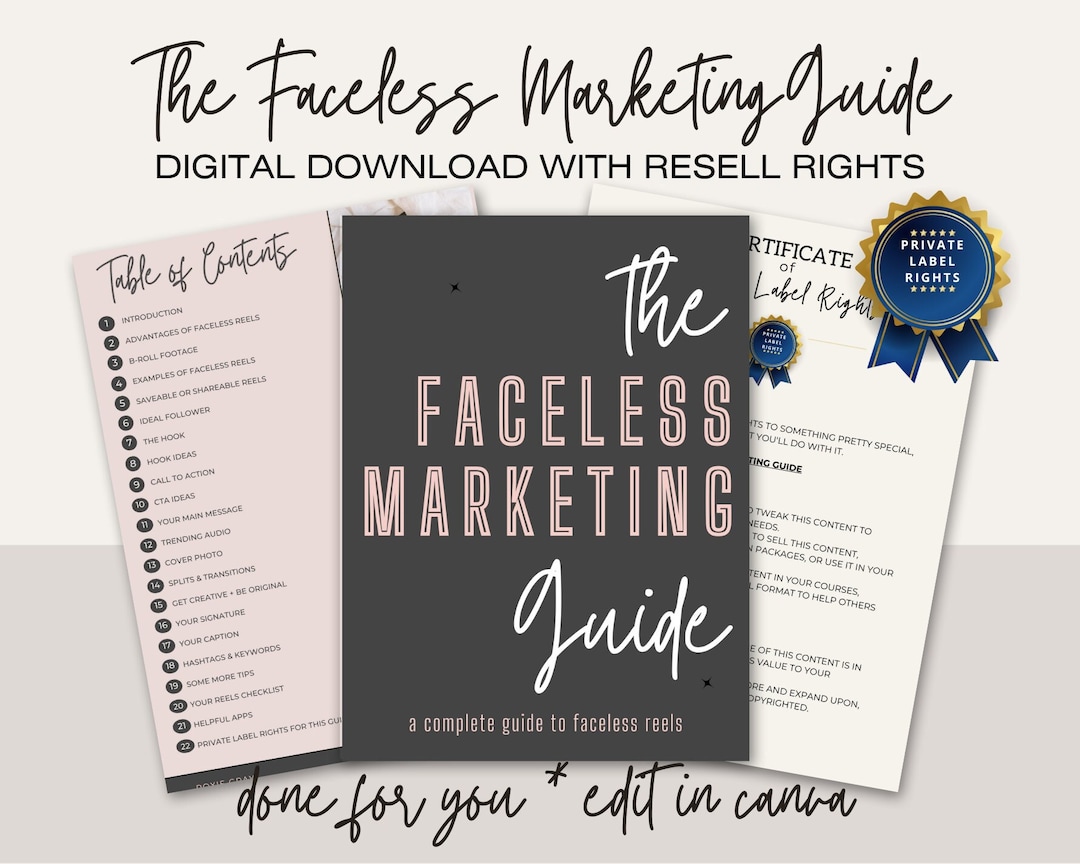 Faceless Marketing Guide. Done for You Beginner Friendly Course ...