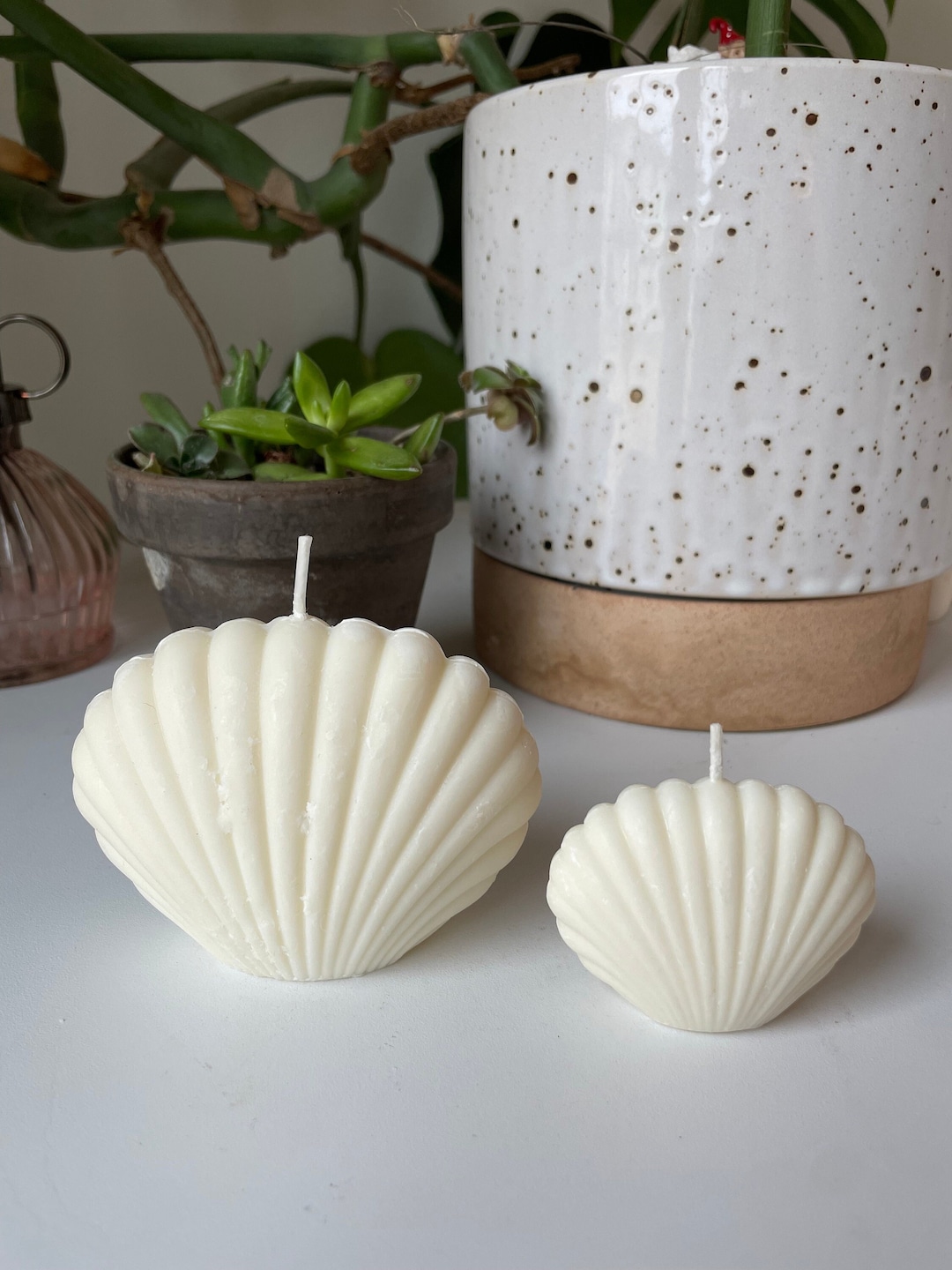 Seashell Candle Set Minimalist Home Decor Simple Gift Idea Soy Pillar ...