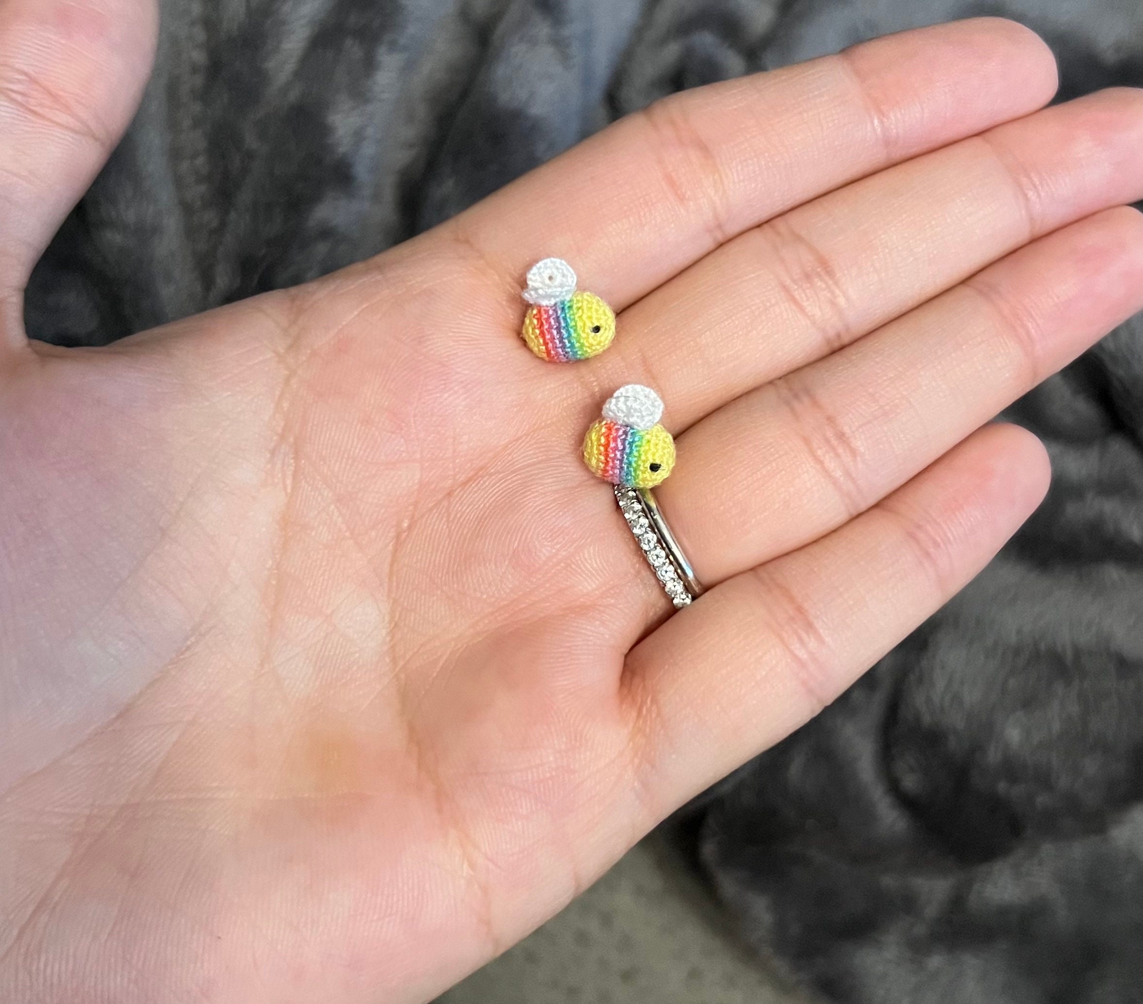 Rainbow Bees Micro Crochet, Miniature, Tiny Amigurumi Stuffed Animal - Etsy