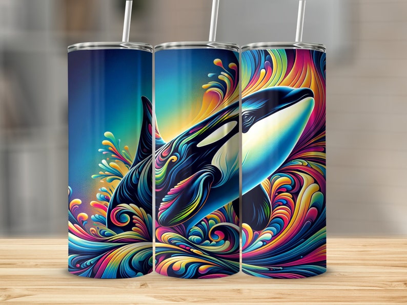 Vibrant Digital Whale Artwork, Psychedelic Ocean Life Poster, Abstract ...