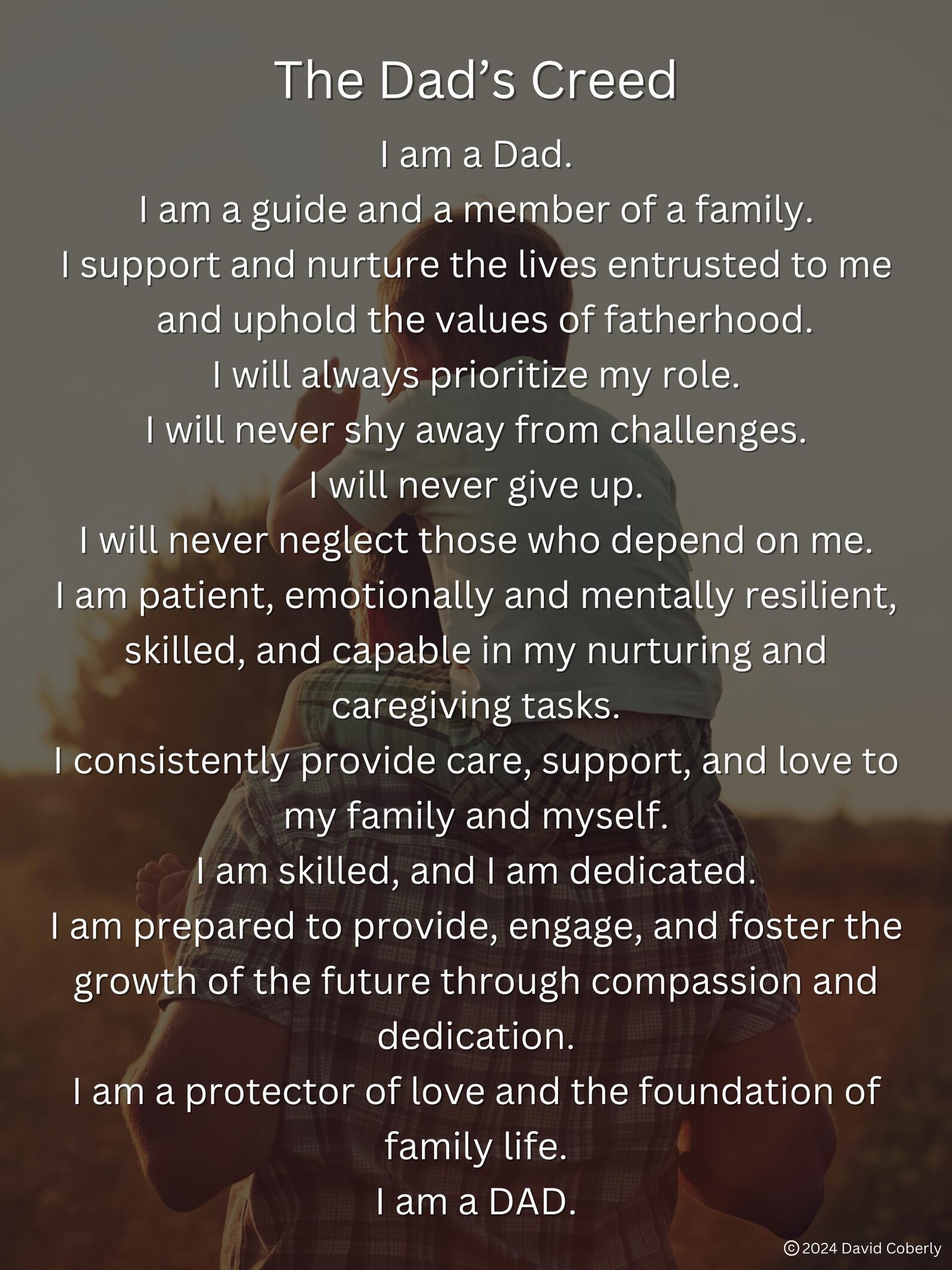 The Dad’s Creed | Customizable Inspirational Quote Overlay | Add to ...