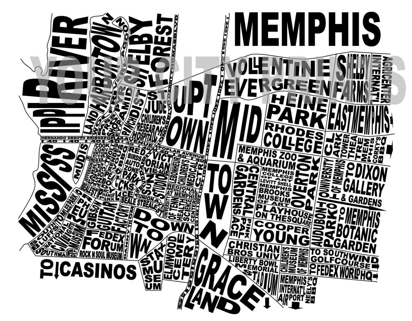 Memphis Word Map - Etsy