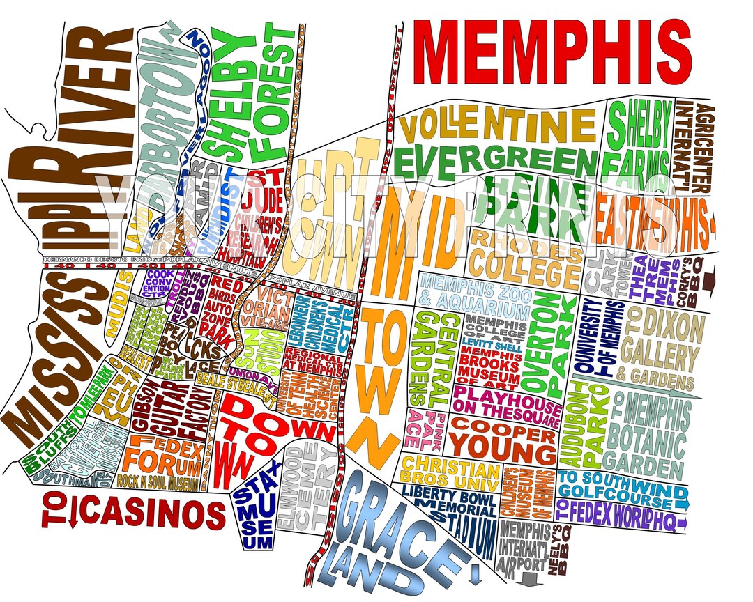 Memphis Word Map - Etsy
