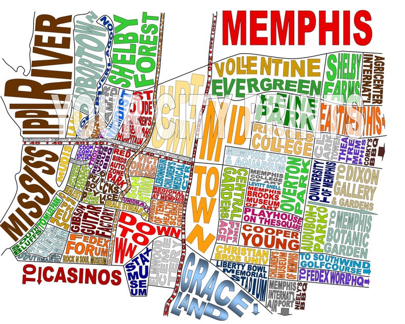 Memphis Word Map - Etsy