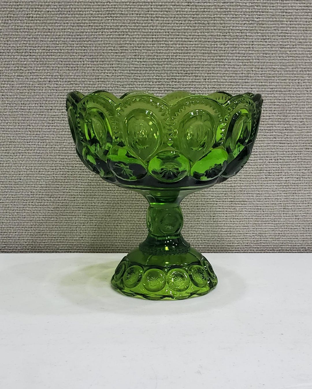 Vintage L.E. Smith Moon and Stars Glass Compote - Etsy