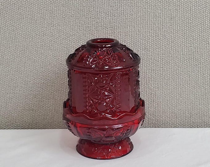 Vintage Indiana Glass Ruby Red Stars & Bars Fairy Lamp - Etsy