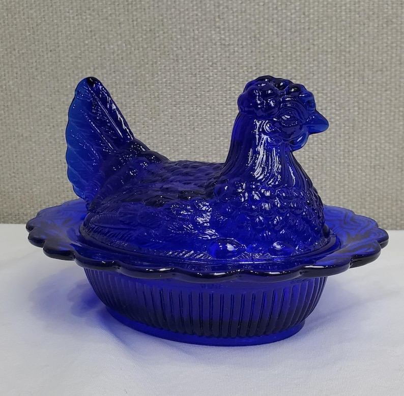Cobalt Blue Mosser Glass Hen on Nest, - Etsy