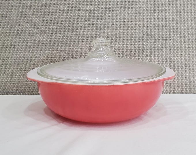 Vintage PYREX Flamingo Pink Casserole Dish With Clear Glass Lid, #024 ...