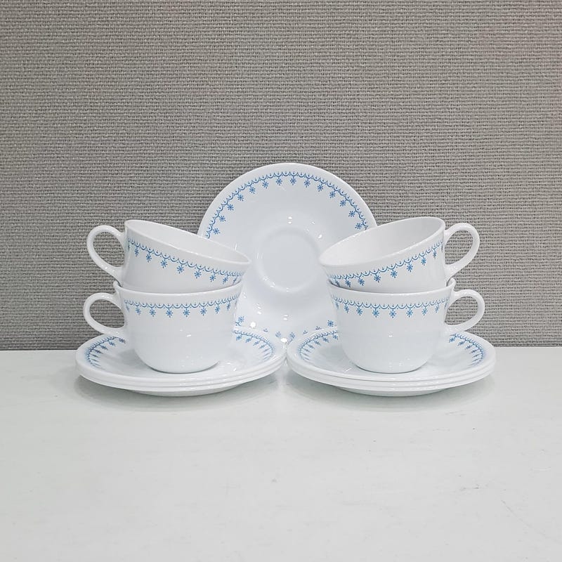 Corelle Snowflake Blue Cups - Etsy