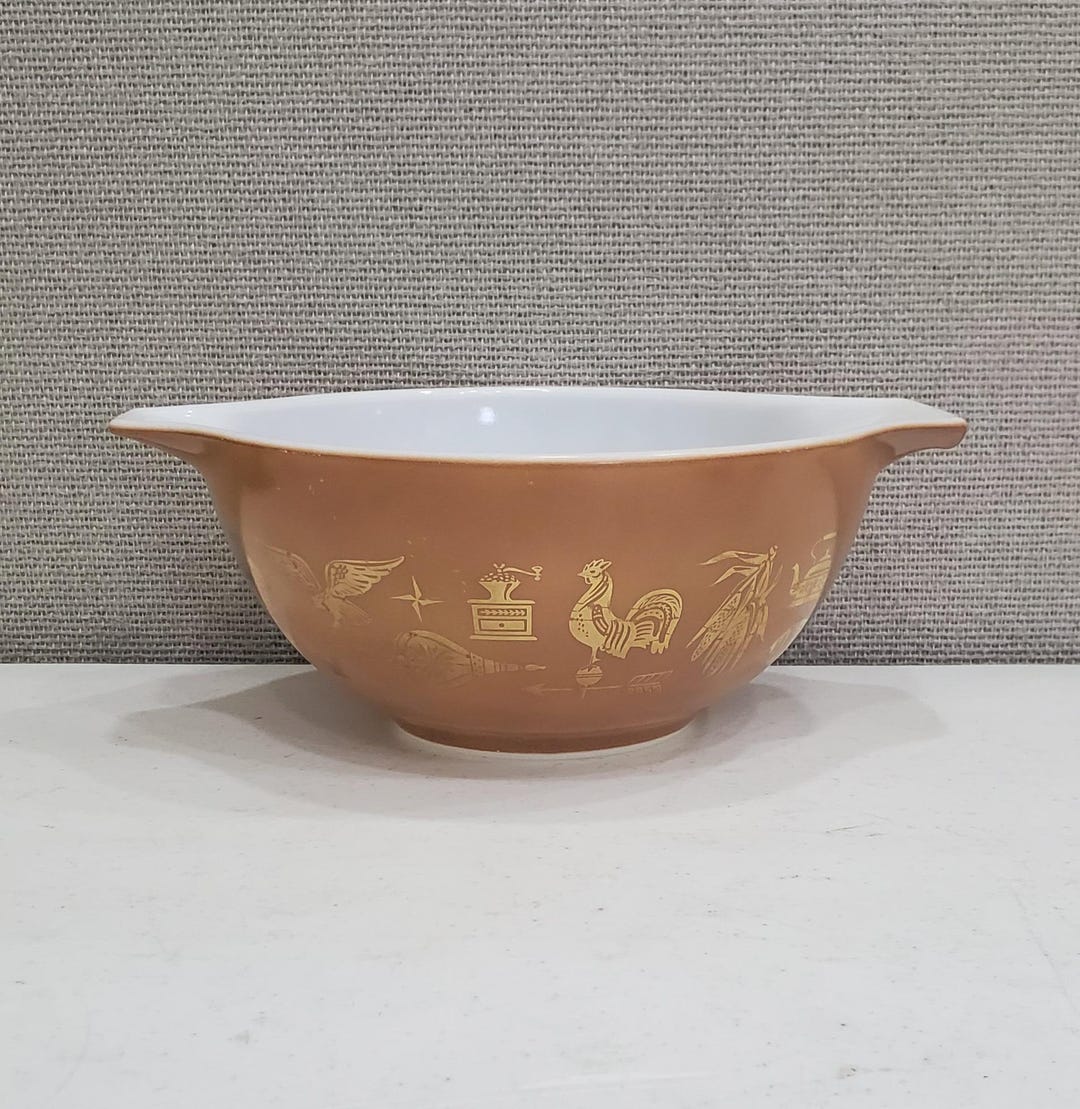 Vintage Early American Colonial Brown Mixing Bowl, Pyrex Early American ...