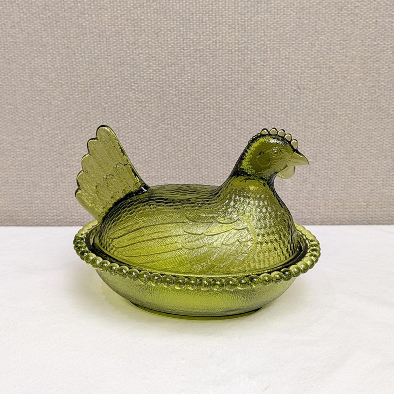 Vintage Indiana Glass Hen - Etsy