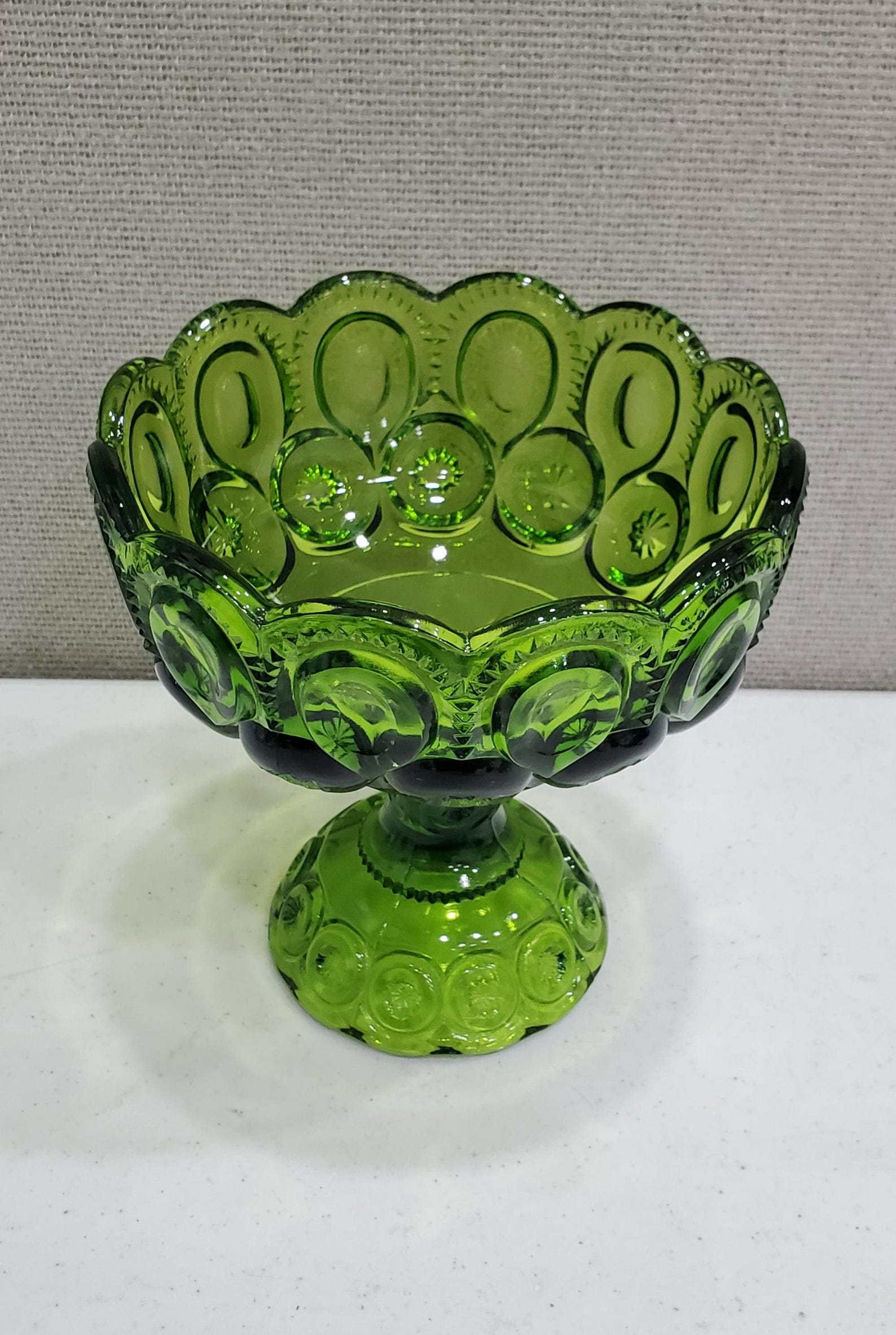 Vintage L.E. Smith Moon and Stars Glass Compote - Etsy