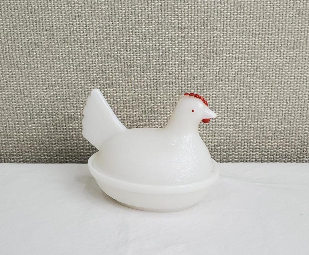 Vintage Small Milk Glass Hen on Nest - Etsy