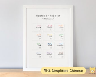 Set of 10 Bilingual Chinese Educational Posters, Simplified Chinese ...