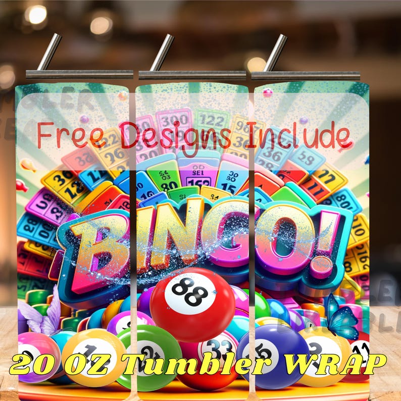 Bingo Tumbler Wrap PNG, Bingo 20 Oz 30 Oz Skinny Tumbler Sublimation ...