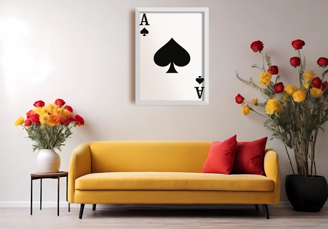 Minimalist Ace of Spades Wall Art – Black and White Playing Card Poster ...