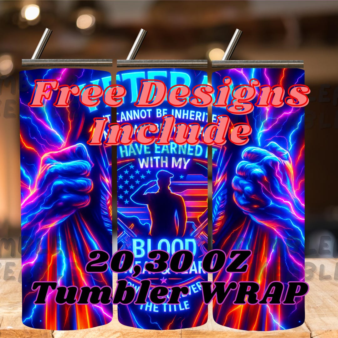 Patriotic Military Tumbler Wrap, Army Navy Air Force Marines (digital ...