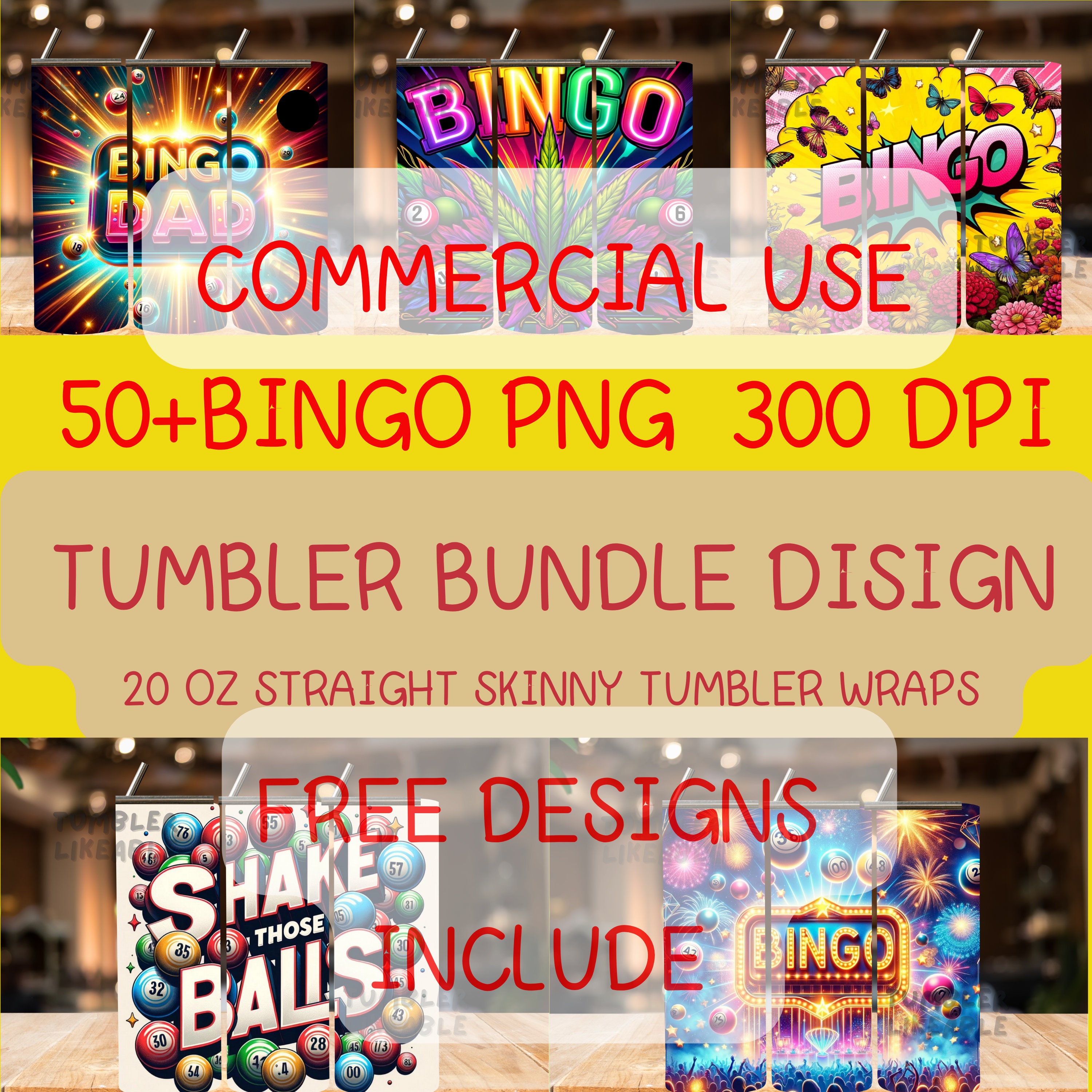 Version 3 Bingo Tumbler Wrap Bundle PNG, Bingo Bundle 20 Oz Skinny ...