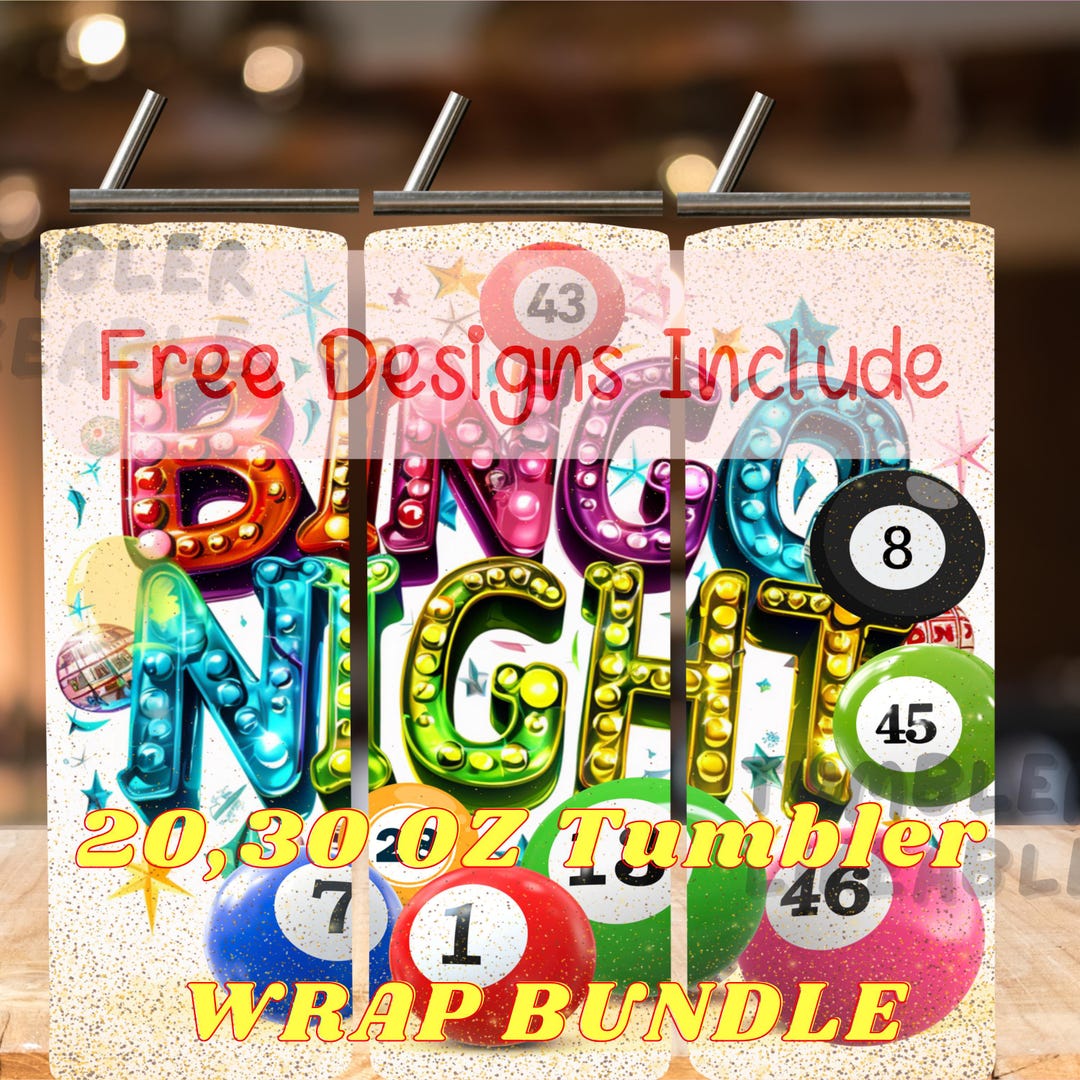 Bingo Tumbler Wrap PNG, Bingo 20 Oz 30 Oz Skinny Tumbler Sublimation ...