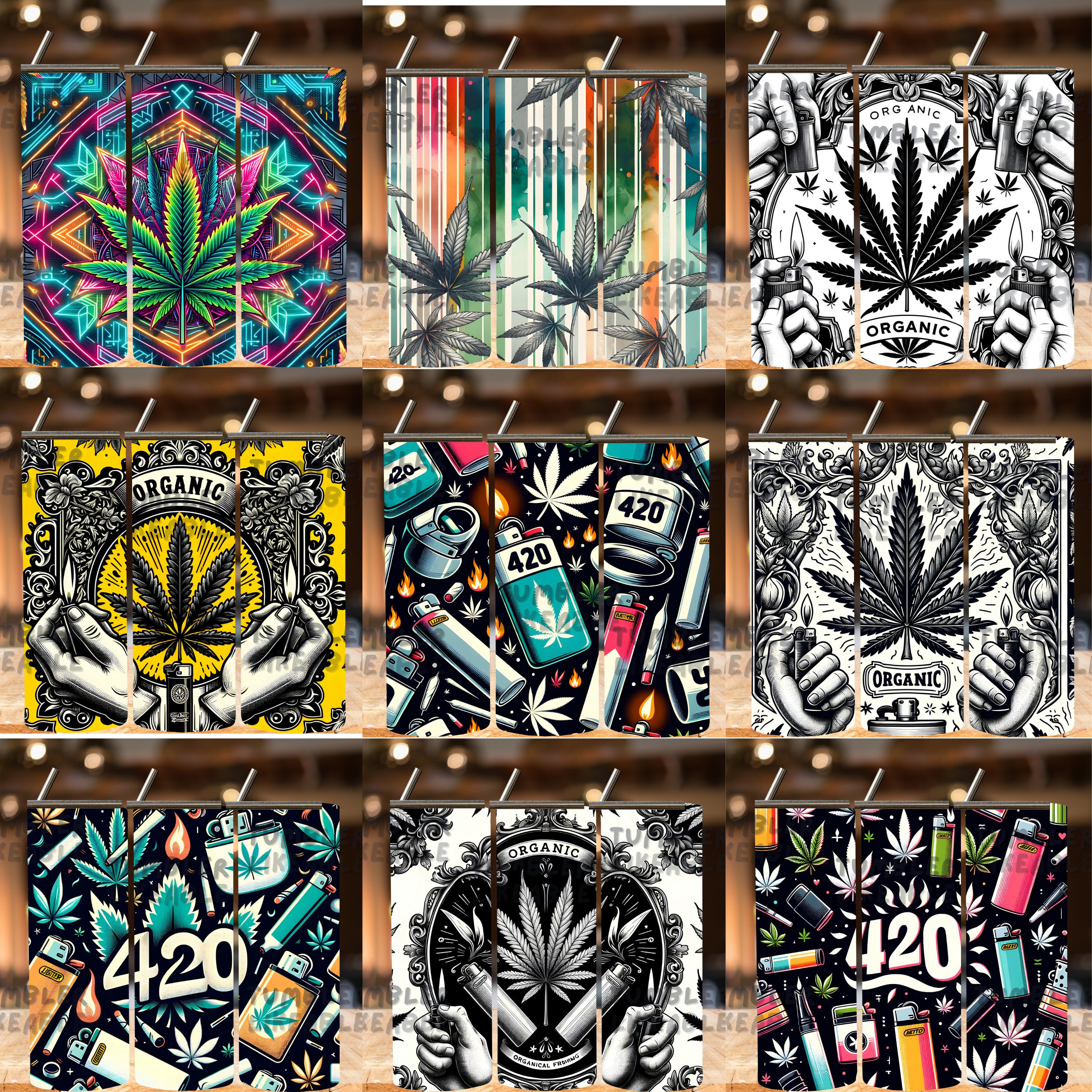 Weed Leaf Tumbler Wrap | 420 Cannabis Cup, Stoner Gift (digital ...