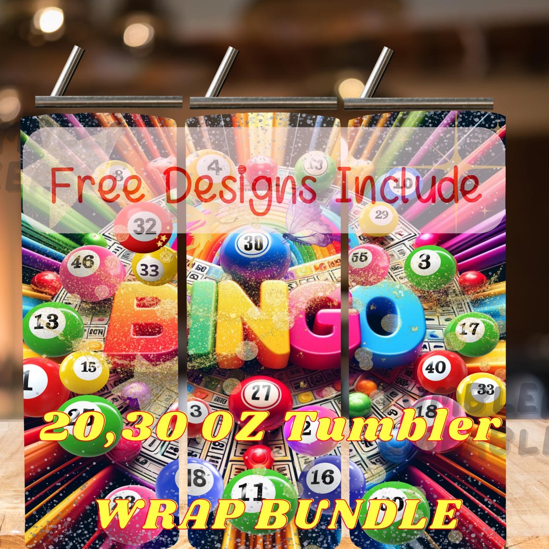 Colorful Bingo Tumbler Wrap: 20oz Skinny Sublimation Design (PNG ...