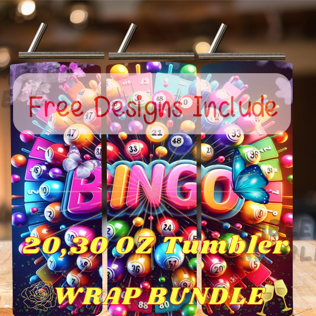 Colorful Bingo Tumbler Wrap: 20oz 30oz Skinny Tumbler Design (PNG ...