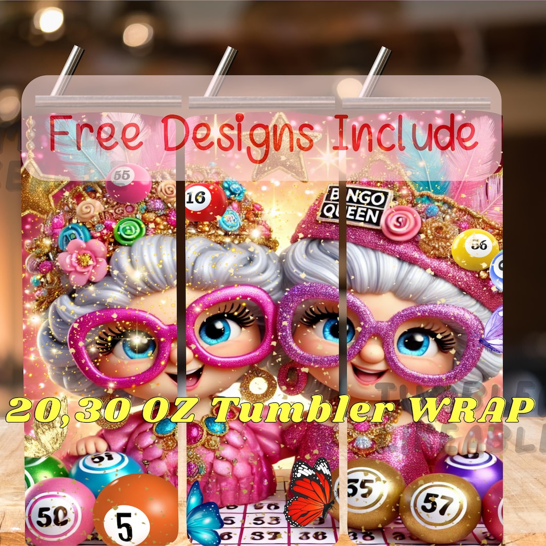 Bingo Tumbler Wrap PNG: 20 Oz 30 Oz Sublimation Design (digital ...