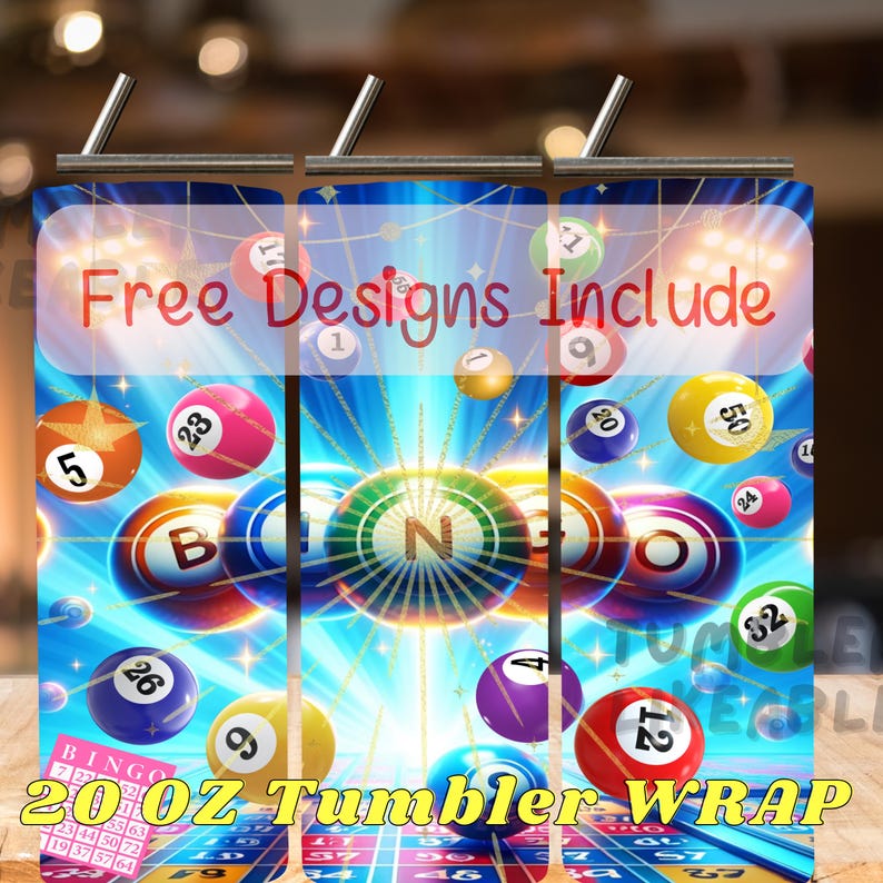 Bingo Game 20oz Tumbler Wrap | Fun Bingo Lover Cup | Gift for Bingo ...
