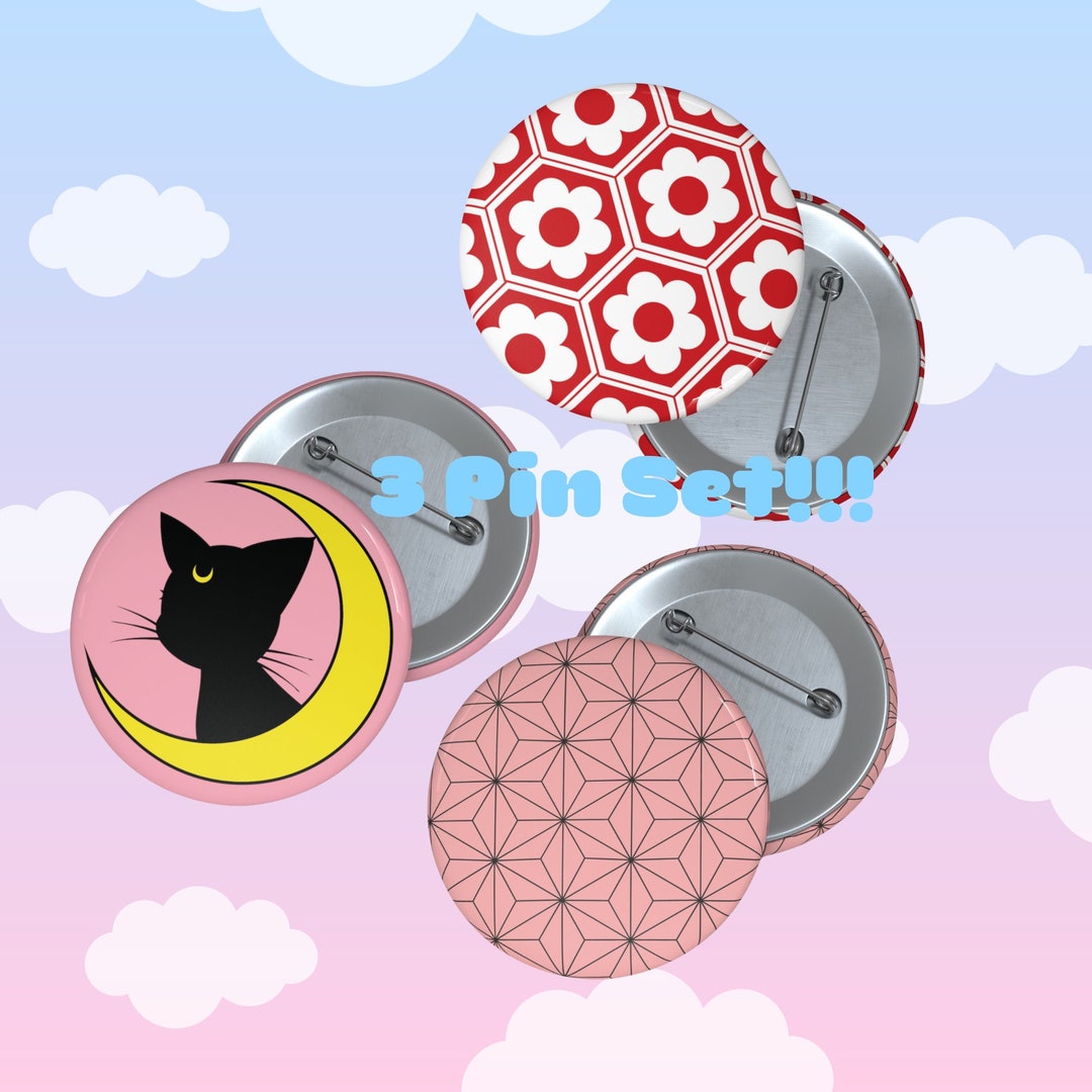 Kawaii Pins Set, Cute Pin Buttons, Pink Pinback Buttons, Kawaii ...
