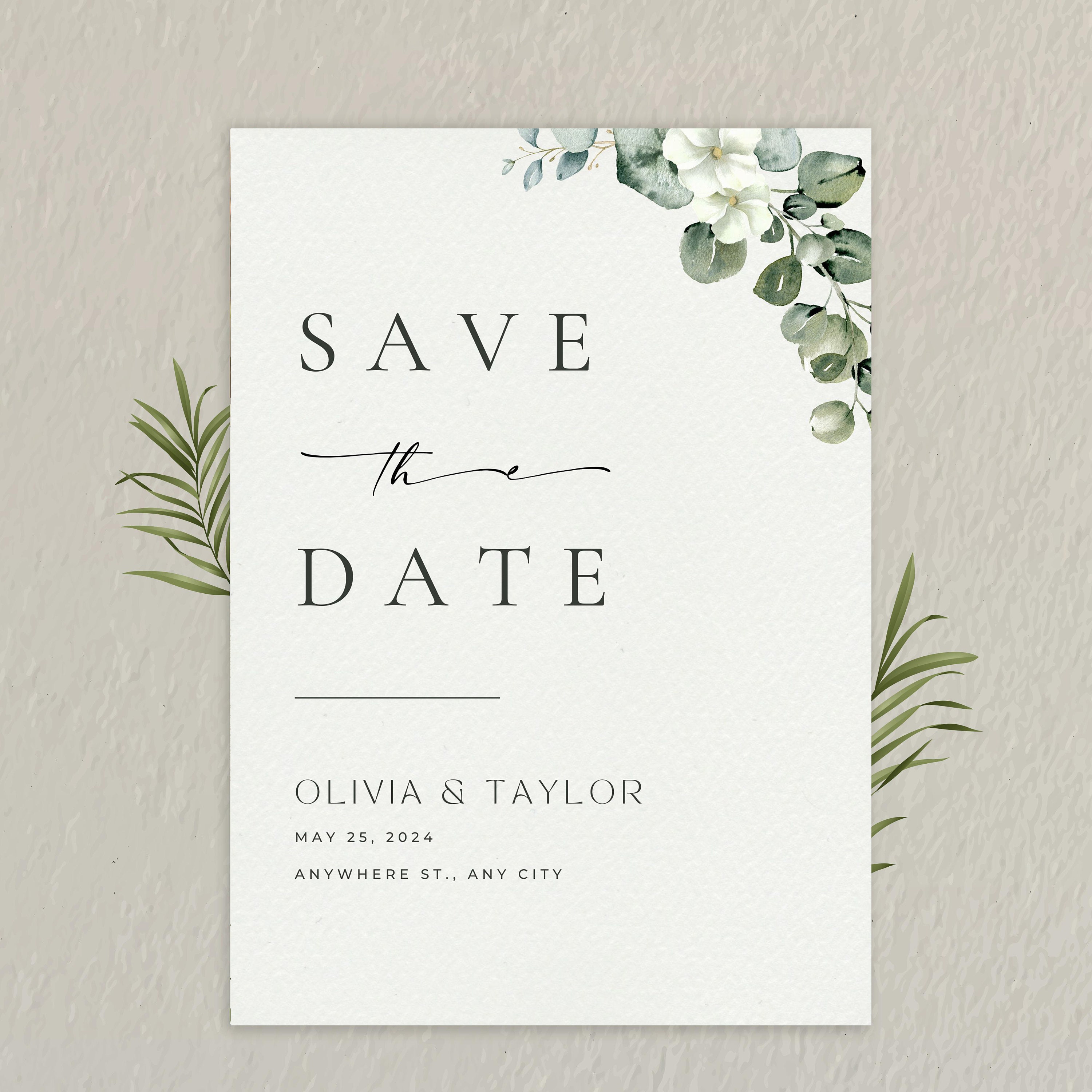 Modern Minimalistic Wedding Invitation - Editable 5x7 Canva Template ...