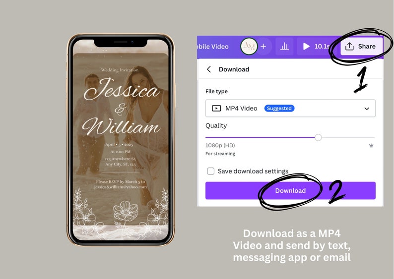 Wedding Video Invitation Template, Animated Invitation With RSVP, Add ...