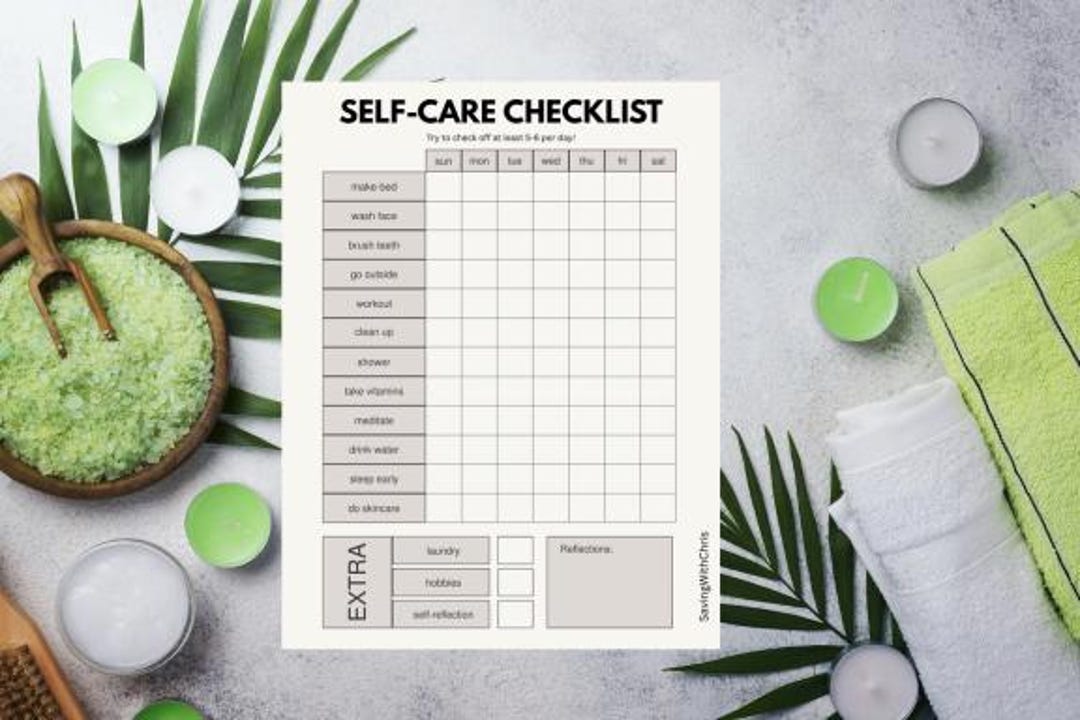 Self-care Checklist Printable: Daily Wellness Tracker (PDF Download - 8 ...
