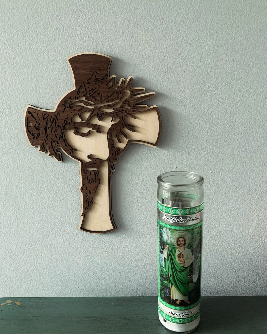 Face of Jesus Cross - Wooden Cross - Laser Cut Cross - Walnut Cross ...
