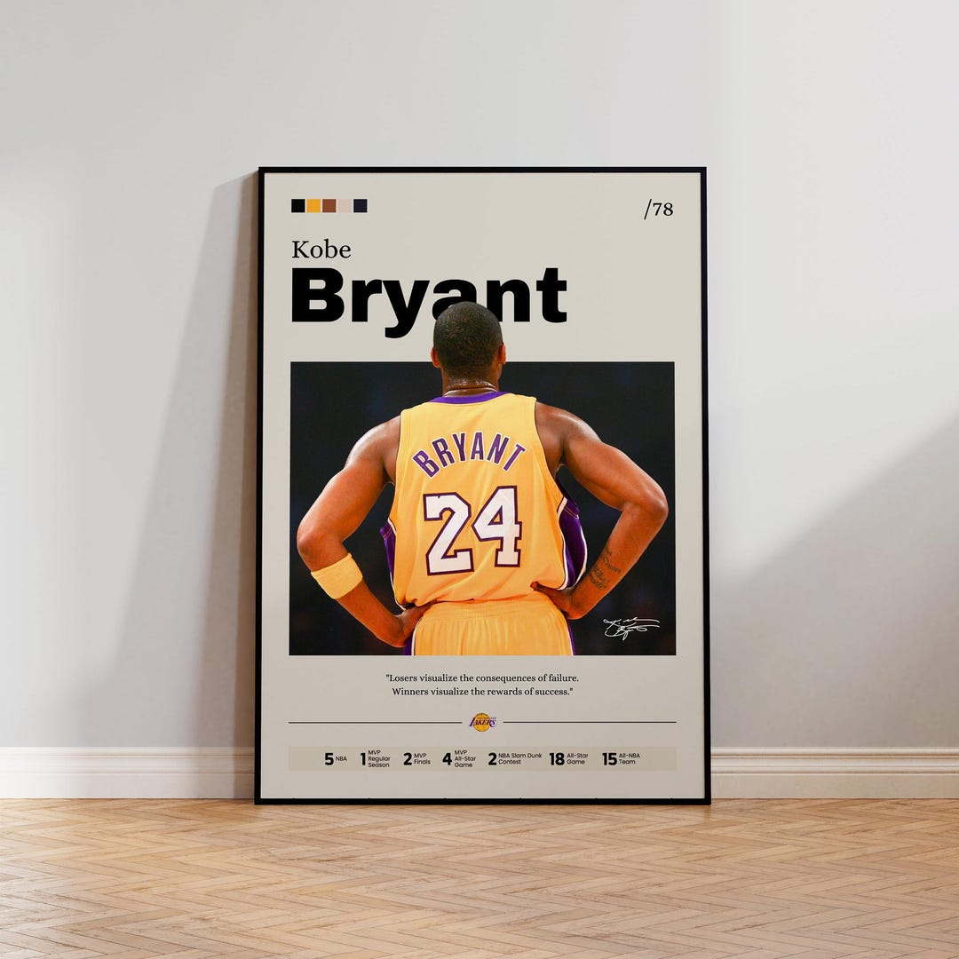 Kobe Bryant Poster, Basketball Legend Art Print, Wall Decor, Sports ...