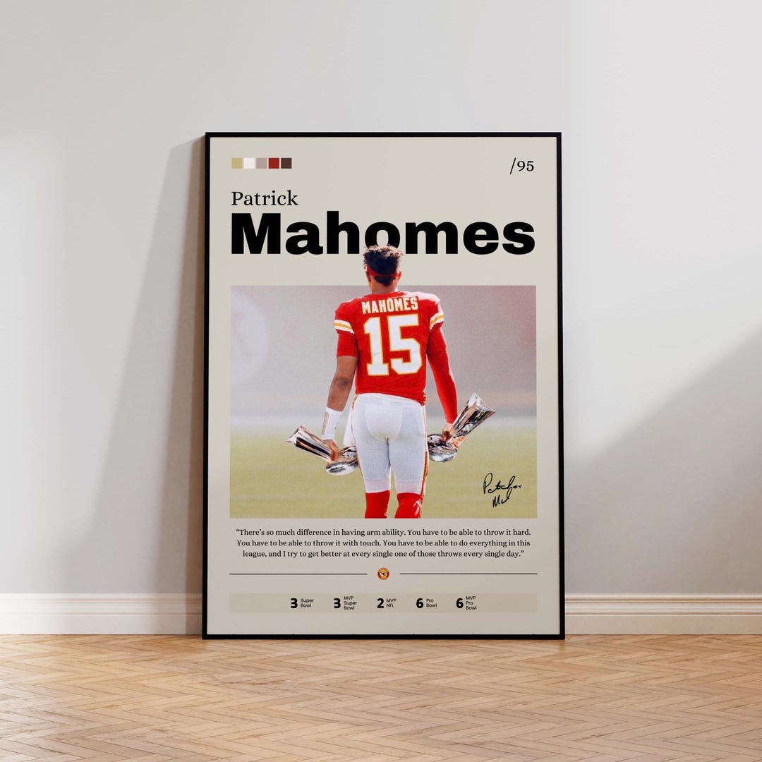 Patrick Mahomes Poster, Kansas City Chiefs Wall Art, NFL MVP Print ...