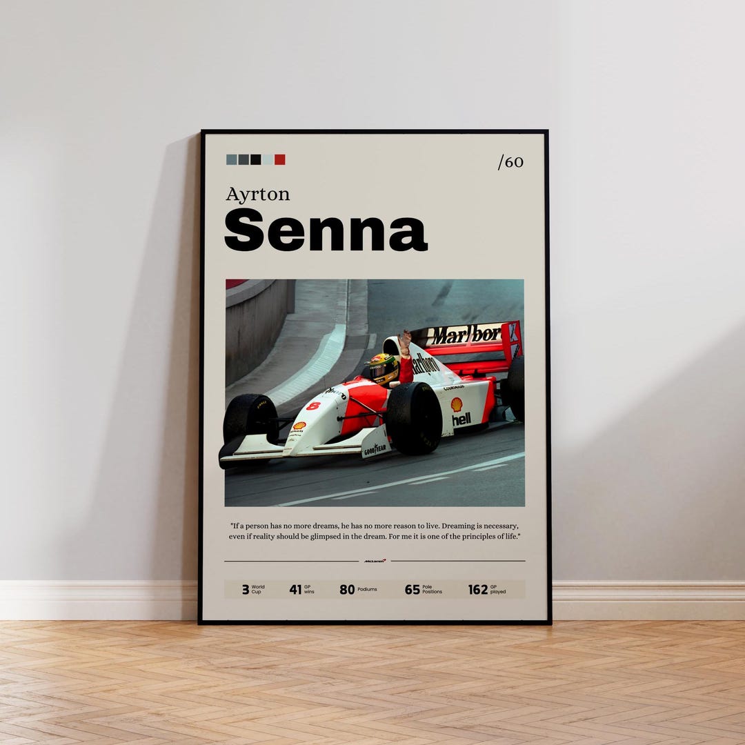 Ayrton Senna Poster, Racing Legend Wall Art, F1 Icon Print, Motorsport ...