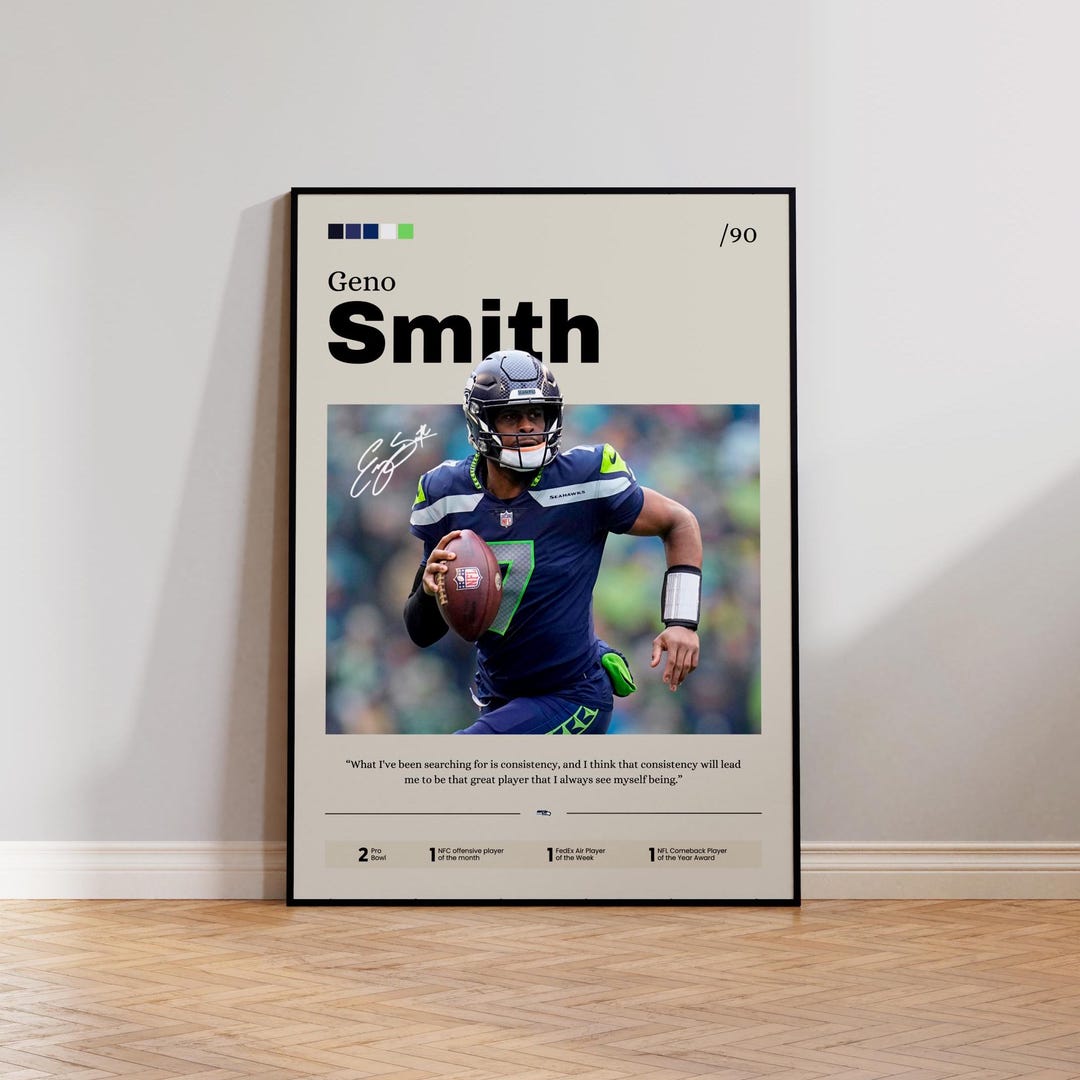 Geno Smith Poster, Geno Smith Print Decor, Football Art, Sports Fan ...