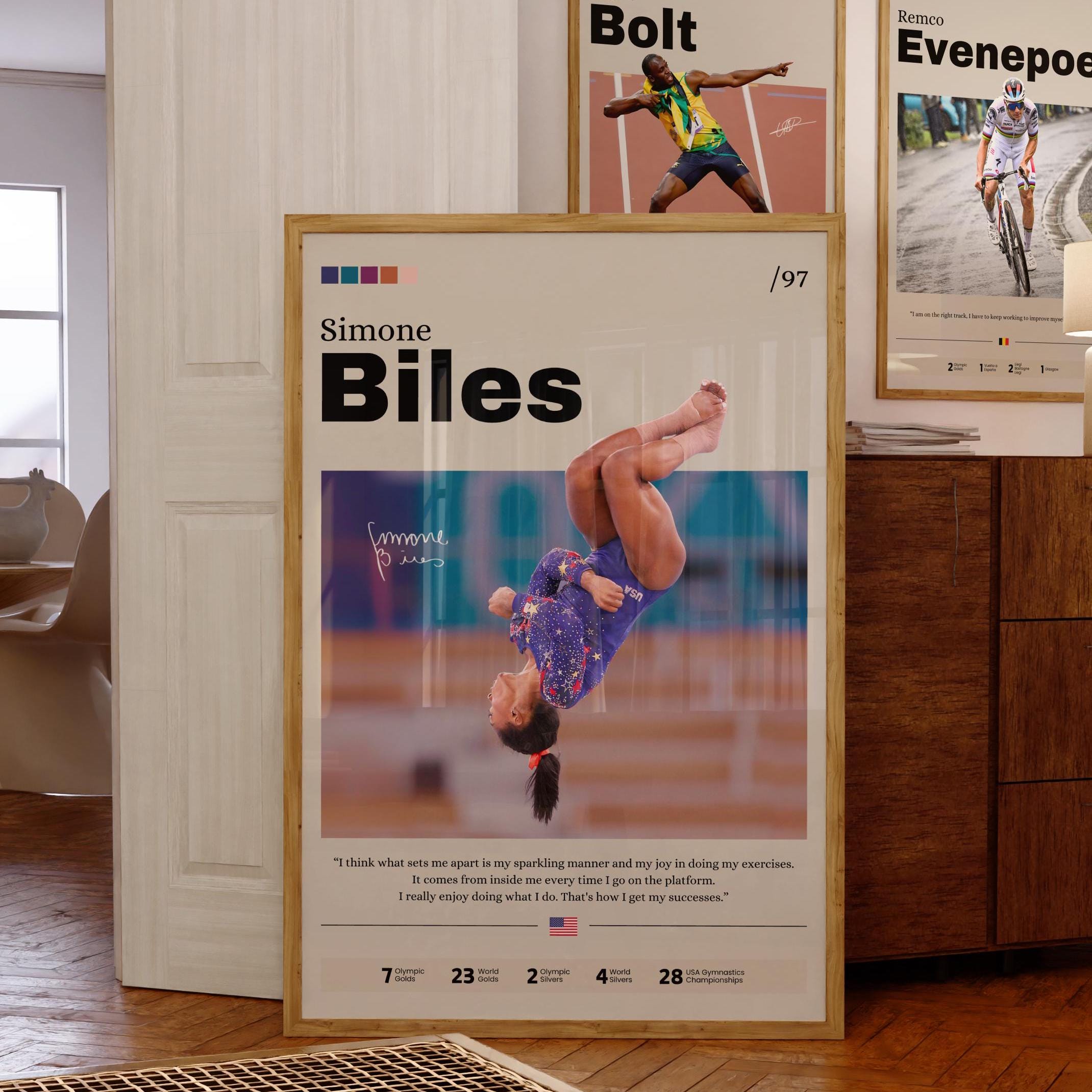 Simone Biles Poster Wall Art, Gymnastics Decor, Athletic Inspiration ...
