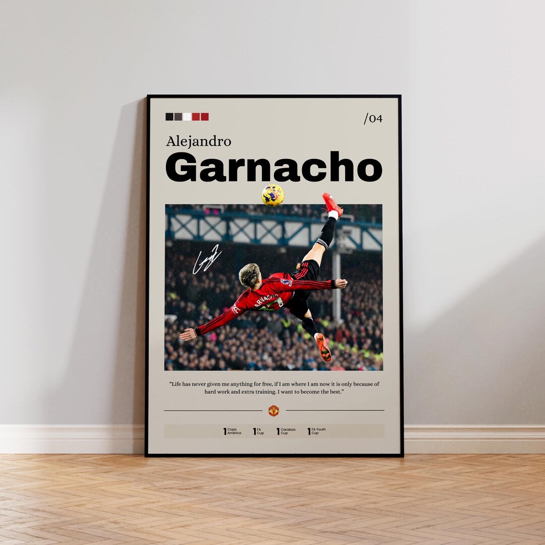Alejandro Garnacho Poster Art Print, Garnacho Soccer Wall Decor ...