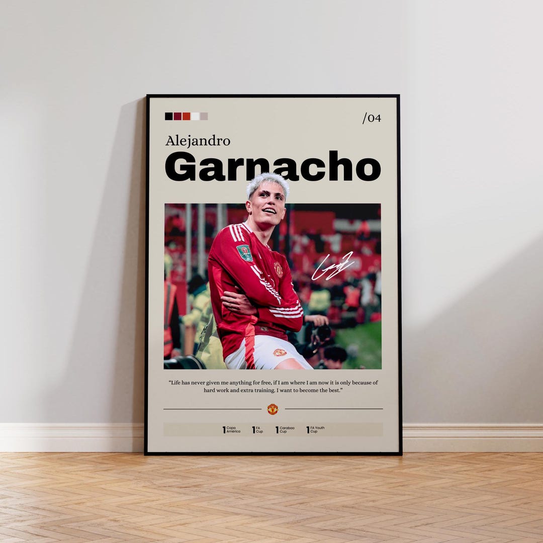 Alejandro Garnacho Poster, Soccer Star Print, Football Decor, Sports ...