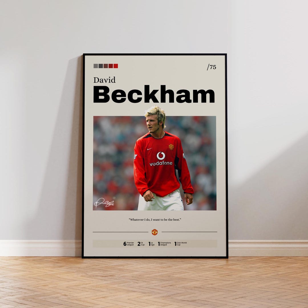 David Beckham Poster, Soccer Star Wall Art, Sports Decor Print ...