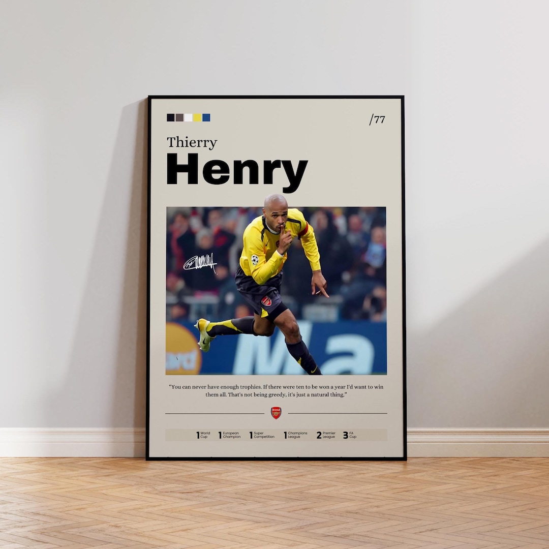 Thierry Henry Poster, Soccer Star Wall Art, Sports Decor Print ...