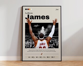 James Poster, Lebron Wall Art Print, Basketball Decor, Sports Wall Art ...