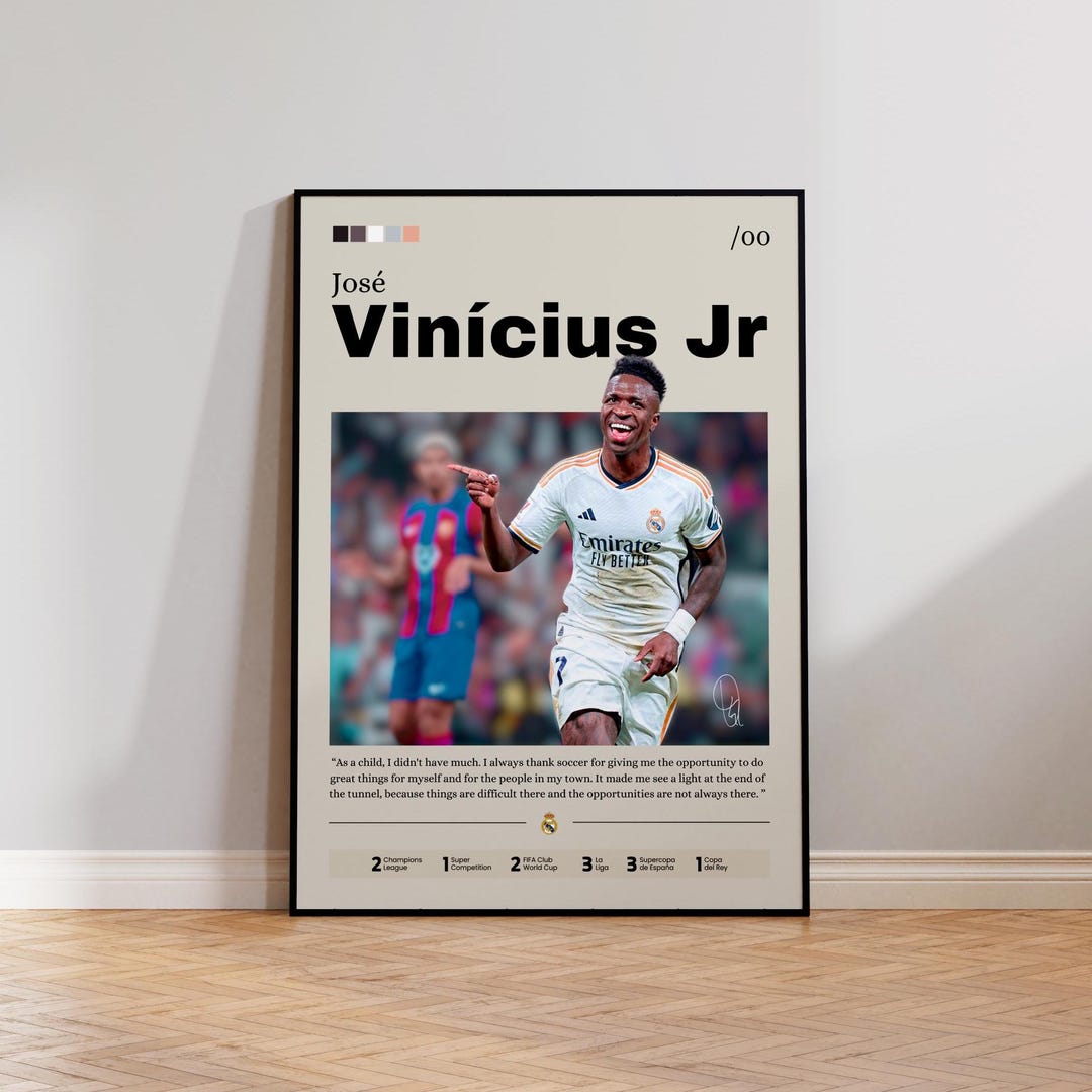 Vinicius Junior Poster, Soccer Star Print, Football Decor, Sports ...