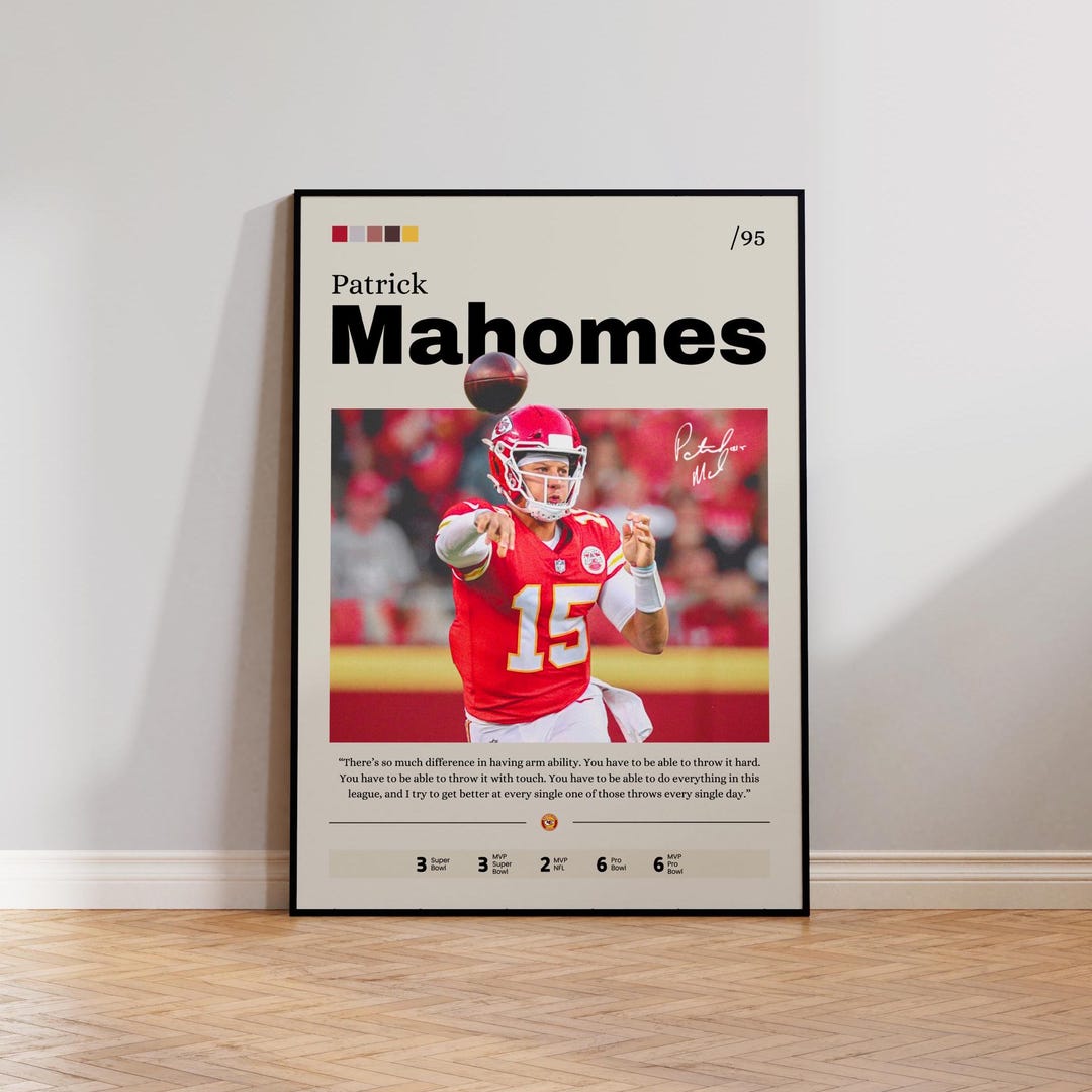Patrick Mahomes Poster, Kansas City Chiefs Wall Art, NFL MVP Print ...